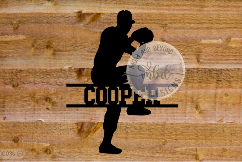 Baseball Pitcher With Name Vinyl Decal / Ball & Glove / - Etsy