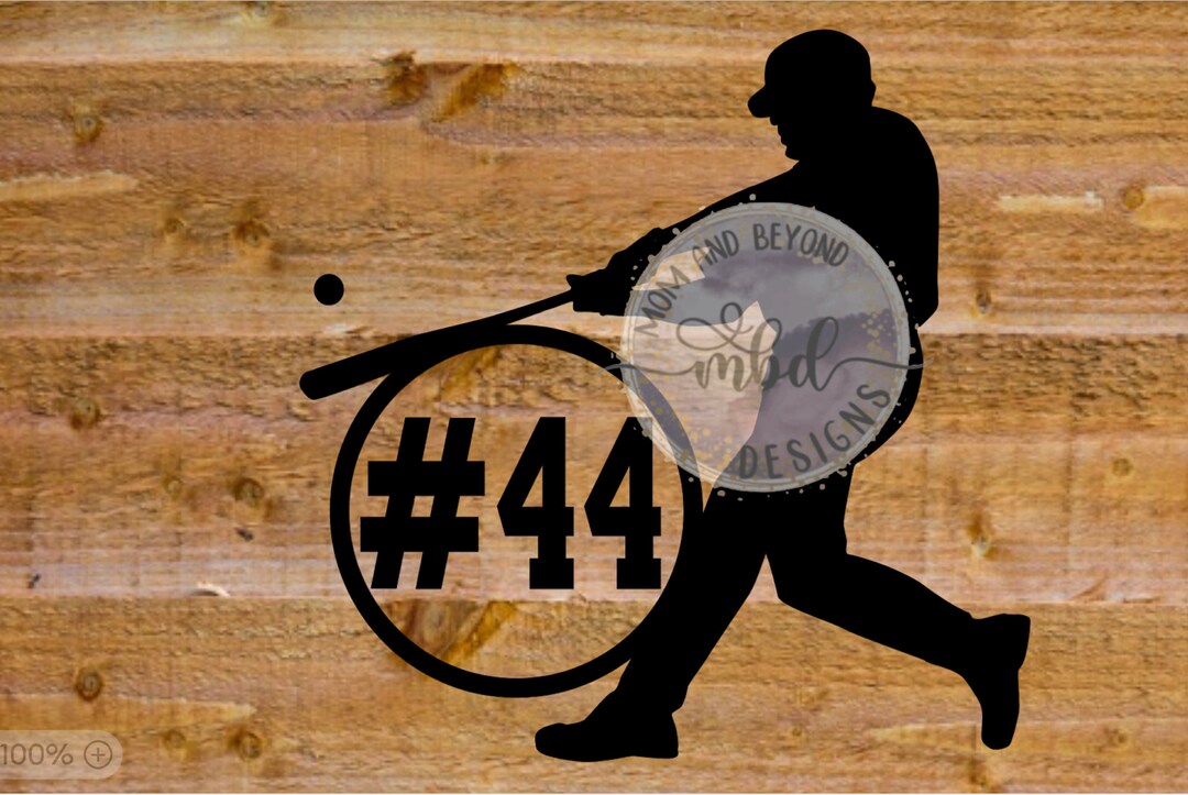 Baseball Batter With Number Vinyl Decal / Bat and Ball / Silhouette ...