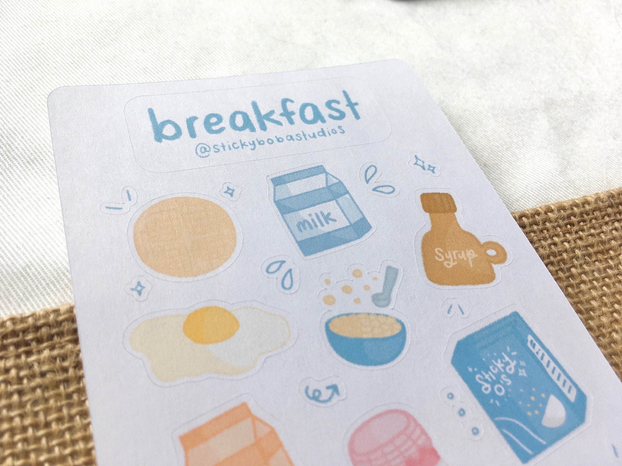 Breakfast Sticker Sheet Kiss Cut Stickers Matte Stickers Stationery ...