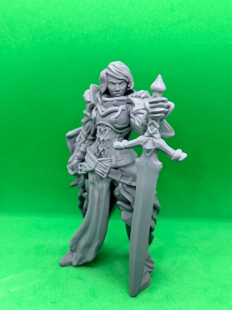 Girl Paladin Knight | 3D Printed Resin Miniature | 28mm 32mm 100mm ...