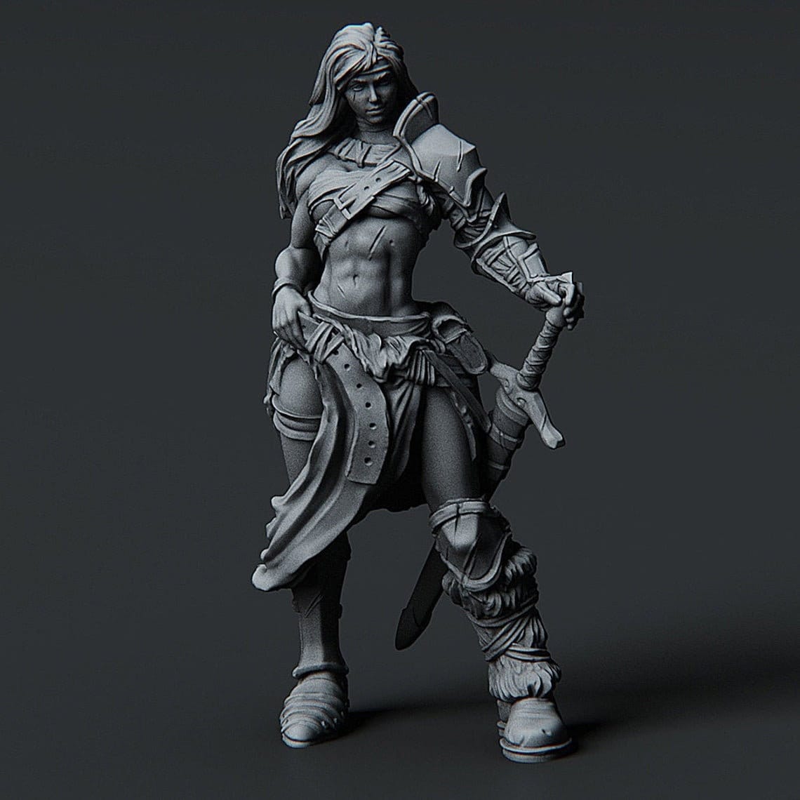 Beautiful Barbarian | 3D Printed Resin Miniature | 28mm 32mm 100mm ...