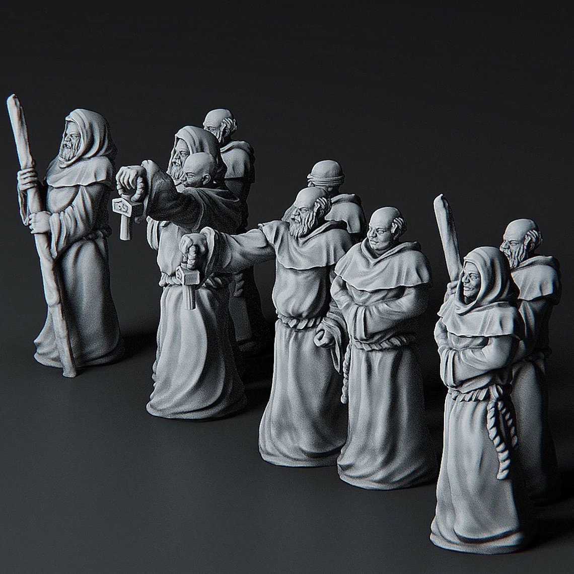 Friar Monk | 3D Printed Resin Miniature | 28mm 32mm 100mm | Fantasy ...