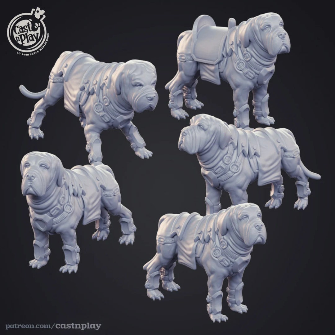 Mastiff Dog | 3D Printed Resin Miniature | 28mm 32mm 100mm | Fantasy ...