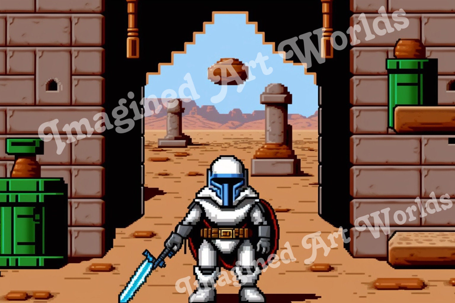 Mandalorian in a Mario Game 80's Style INSTANT DOWNLOAD PNG File - Etsy ...