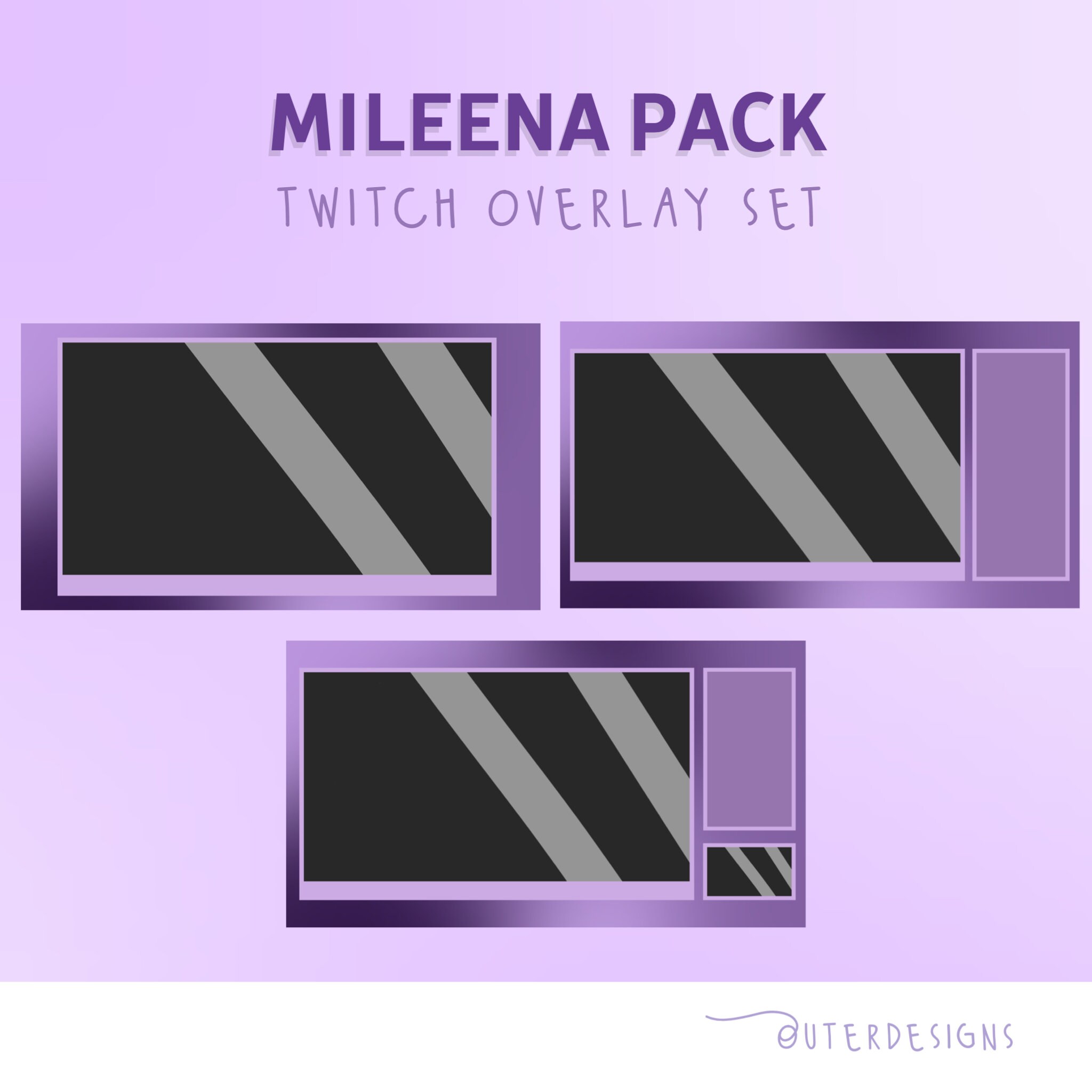 Mileena Twitch Overlay Stream Package, Purple Twitch Overlay, Aura ...
