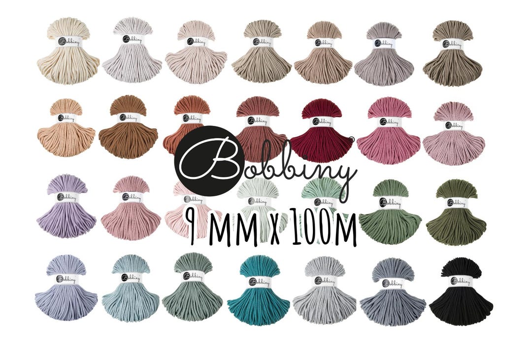 Bobbiny Makramee Garn • 9mm x 100m • geflochtenes Garn • verschiedene ...