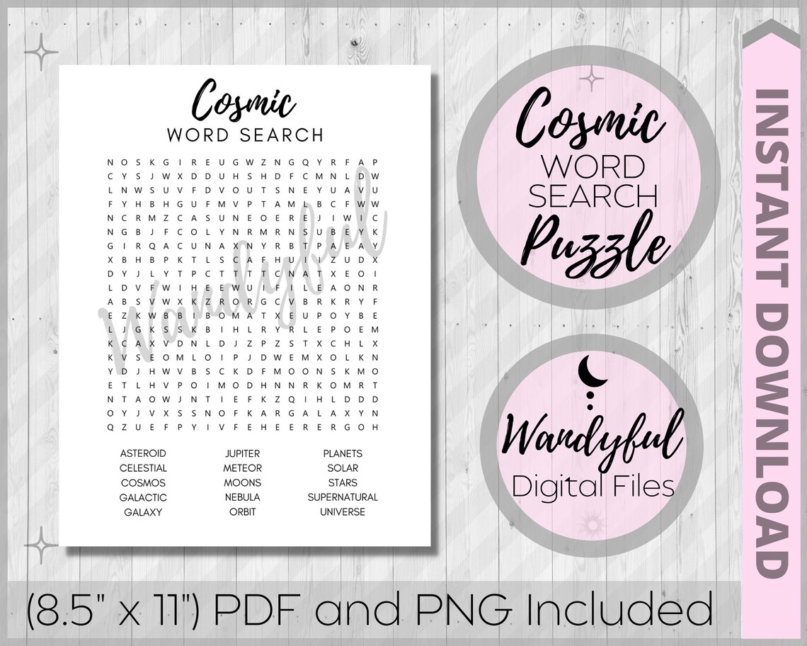 Cosmic Word Search Puzzle Printable Word Search Puzzle Printable ...