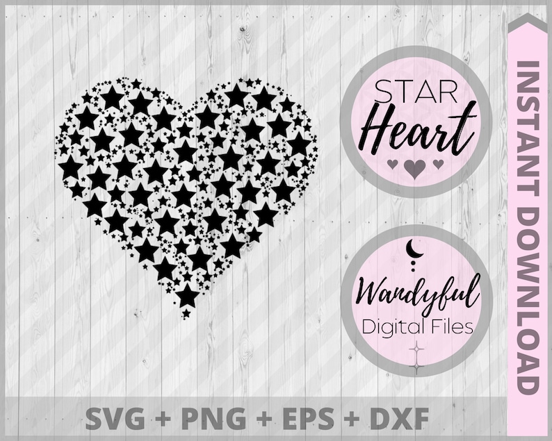 Star Heart SVG | Heart Graphic | Stars SVG | Heart and Stars Graphic ...