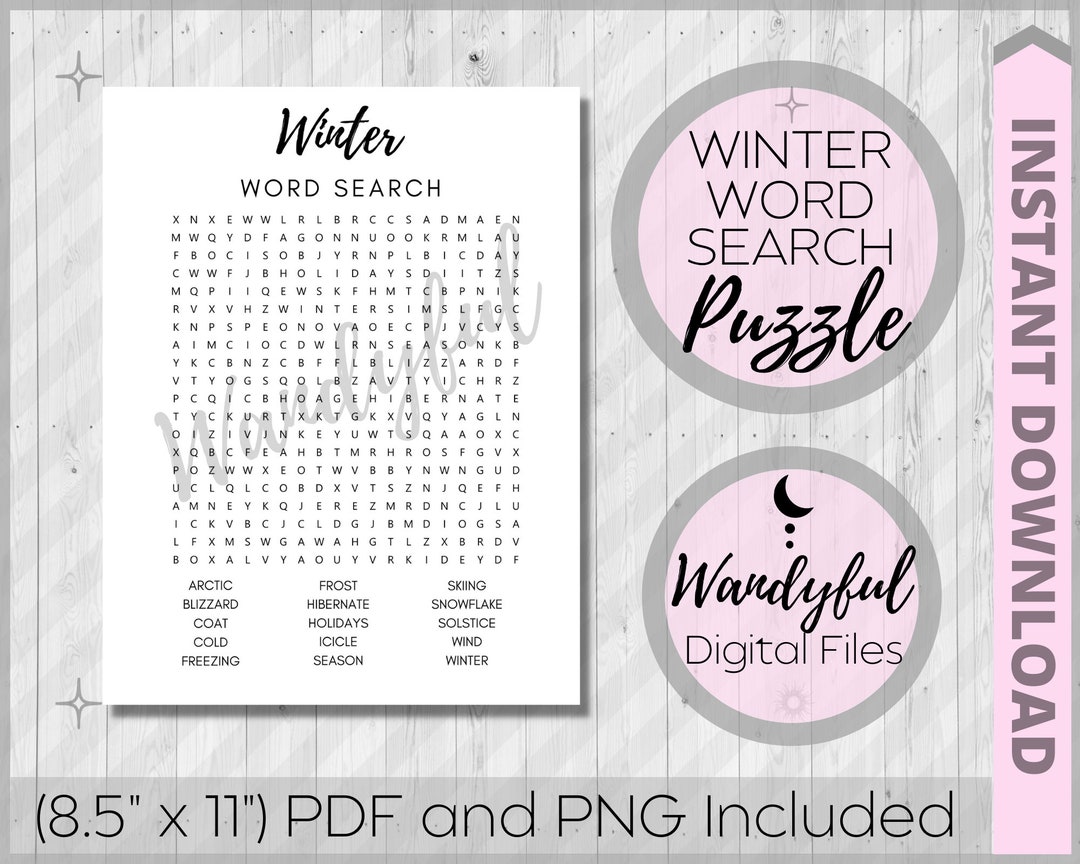 Winter Word Search Puzzle | Printable Word Search Puzzle | Holiday Word ...