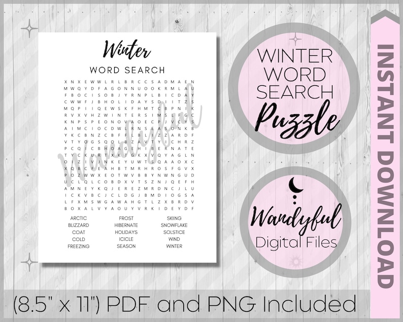 Winter Word Search Puzzle | Printable Word Search Puzzle | Holiday Word ...