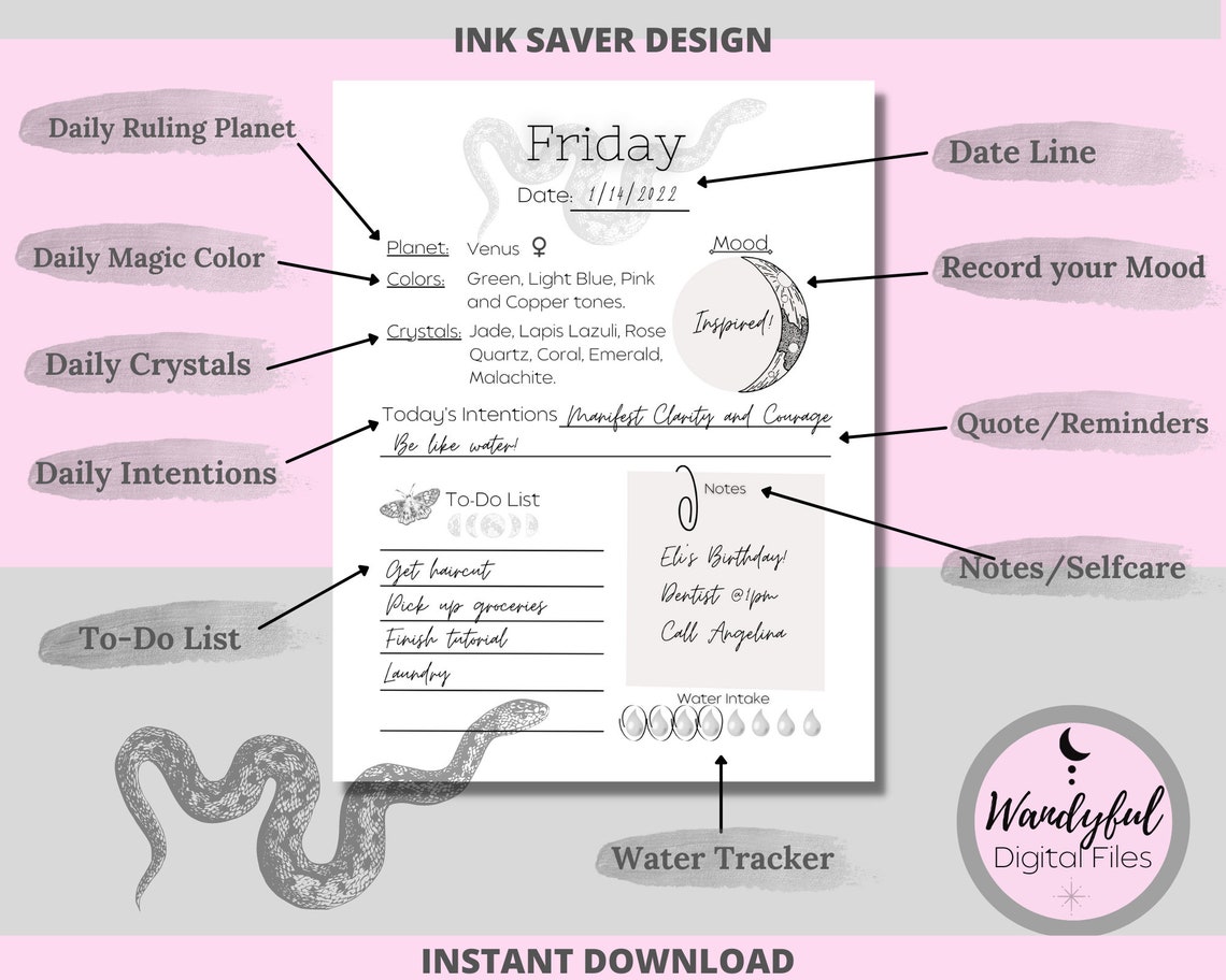 Magical Daily Planner | Witchy Printable Planner | Printable ...