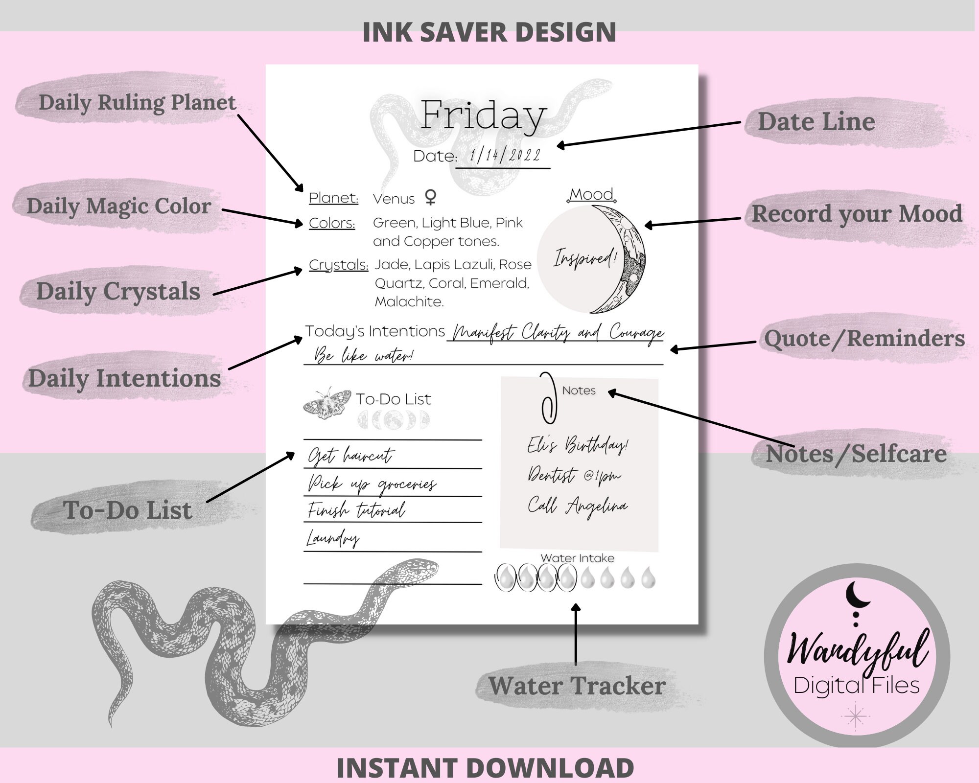 Magical Daily Planner | Witchy Printable Planner | Printable ...