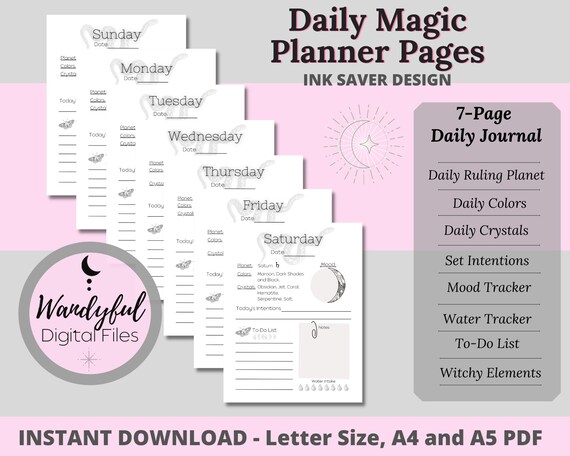 Magical Daily Planner Witchy Printable Planner Printable - Etsy