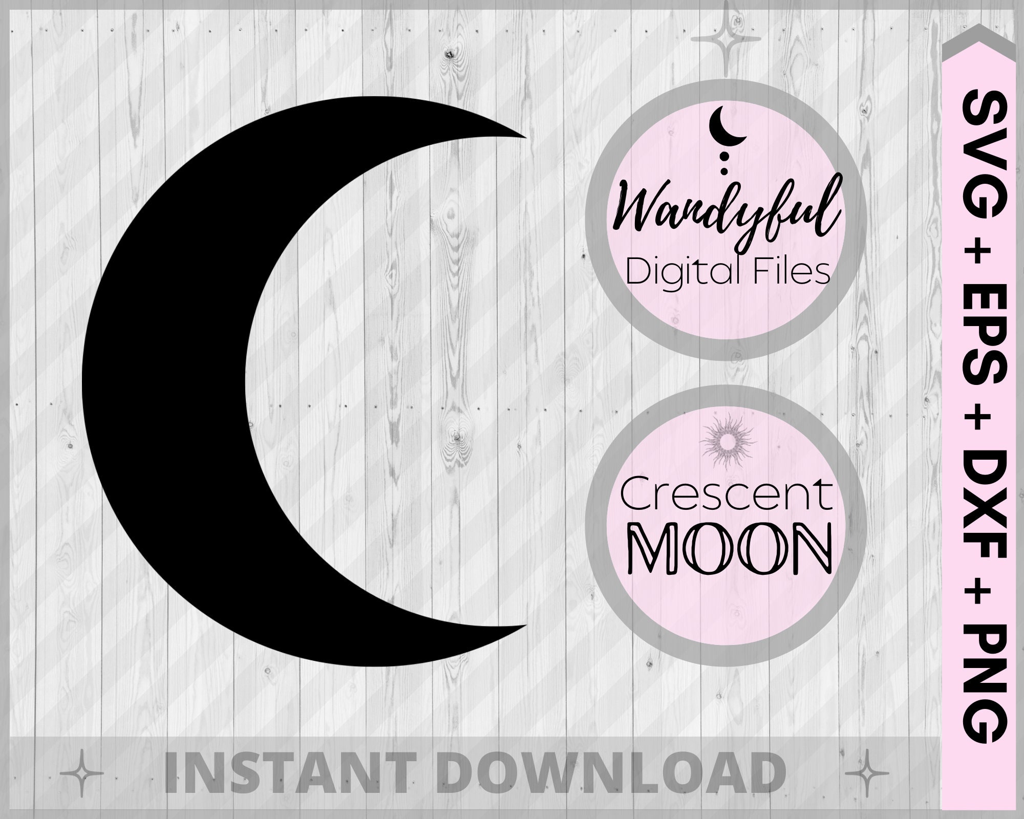 Crescent Moon SVG Instant Download | Vinyl and Craft Cutting File ...
