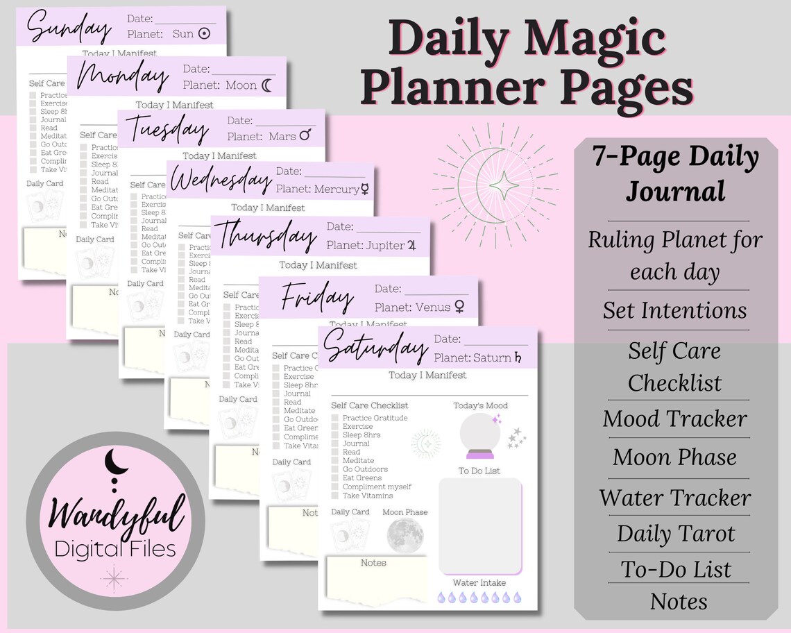 Magical Daily Planner Witch Printables Printable Witch - Etsy