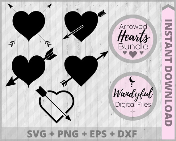 Heart and Arrow SVG Bundle Heart and Arrow Clipart | Etsy