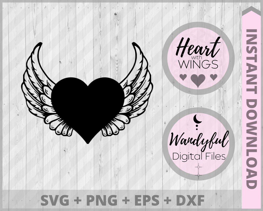 Winged Heart SVG | Heart With Wings Clipart | Valentine's Day | Heart ...