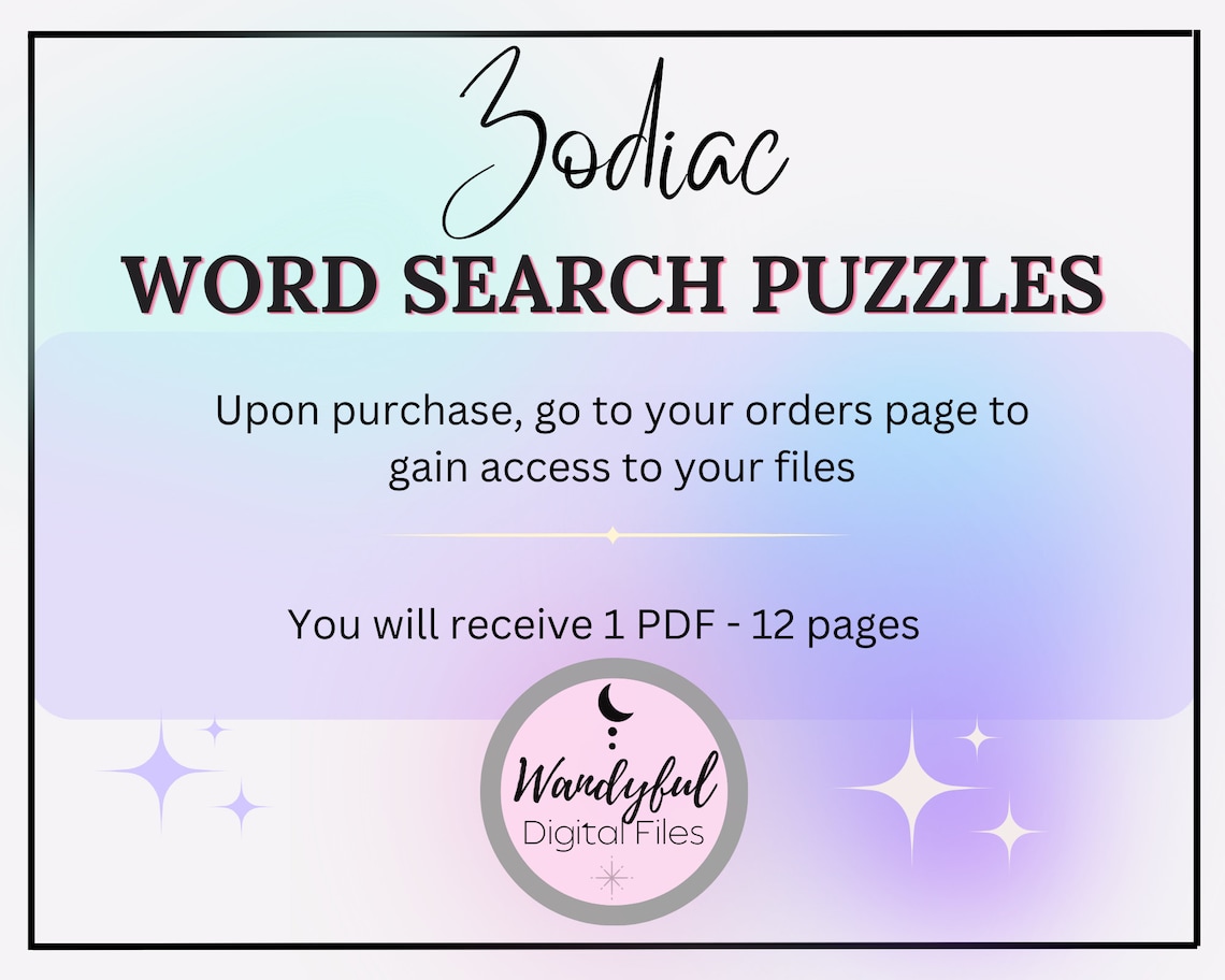 Zodiac Word Search Puzzles Printable Word Search Zodiac Word Scramble ...