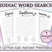 Zodiac Word Search Puzzles Printable Word Search Zodiac Word Scramble ...