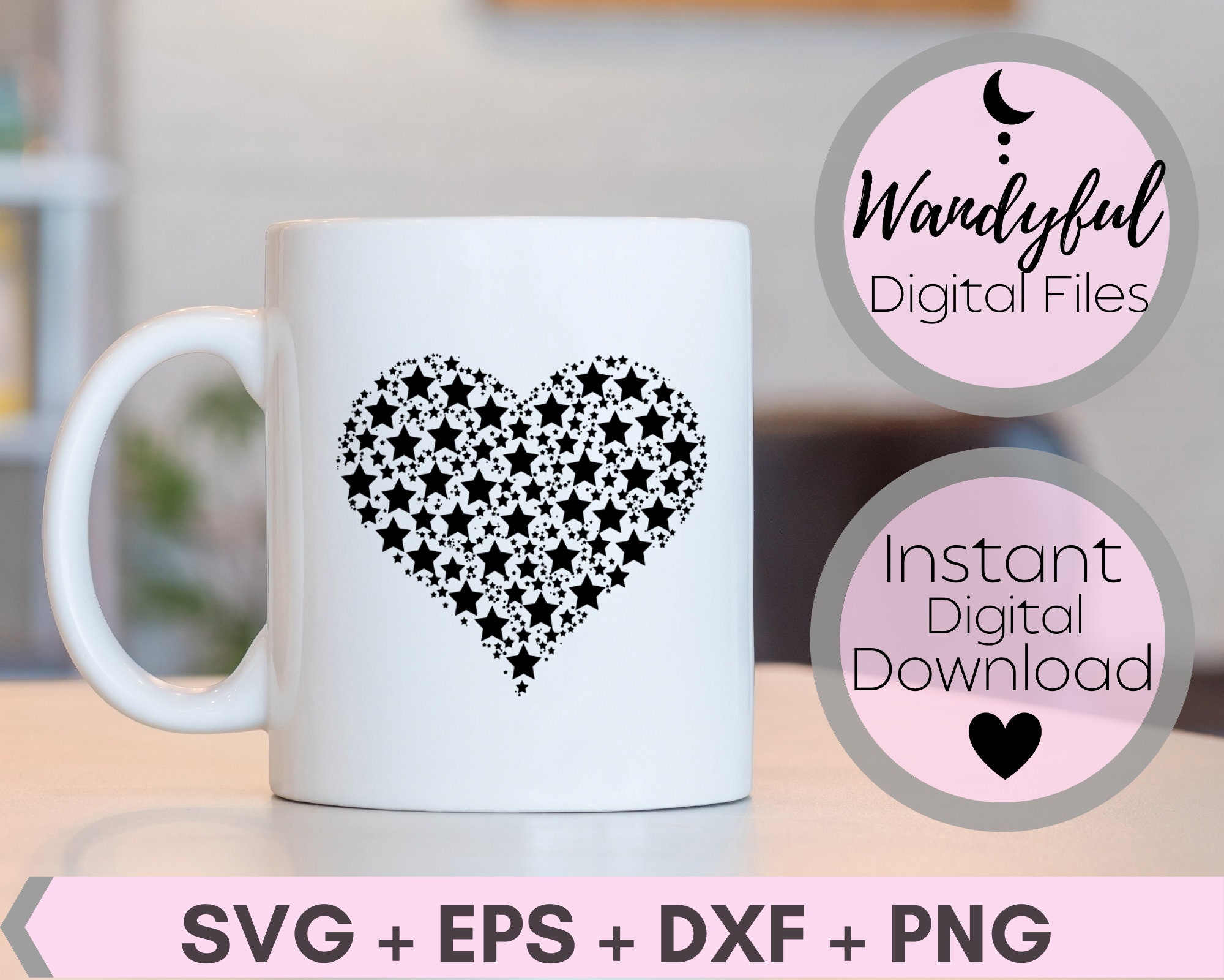 Star Heart SVG | Heart Graphic | Stars SVG | Heart and Stars Graphic ...