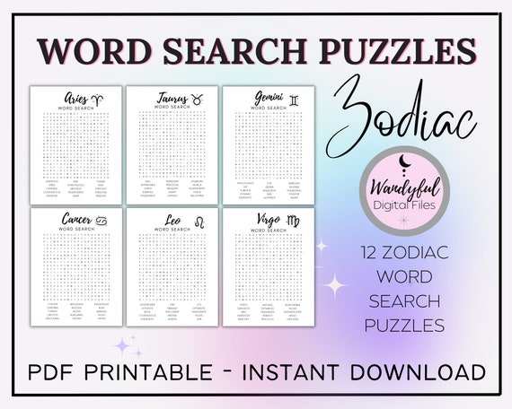 Zodiac signs word search 60 photos - Astrologytoyou.com