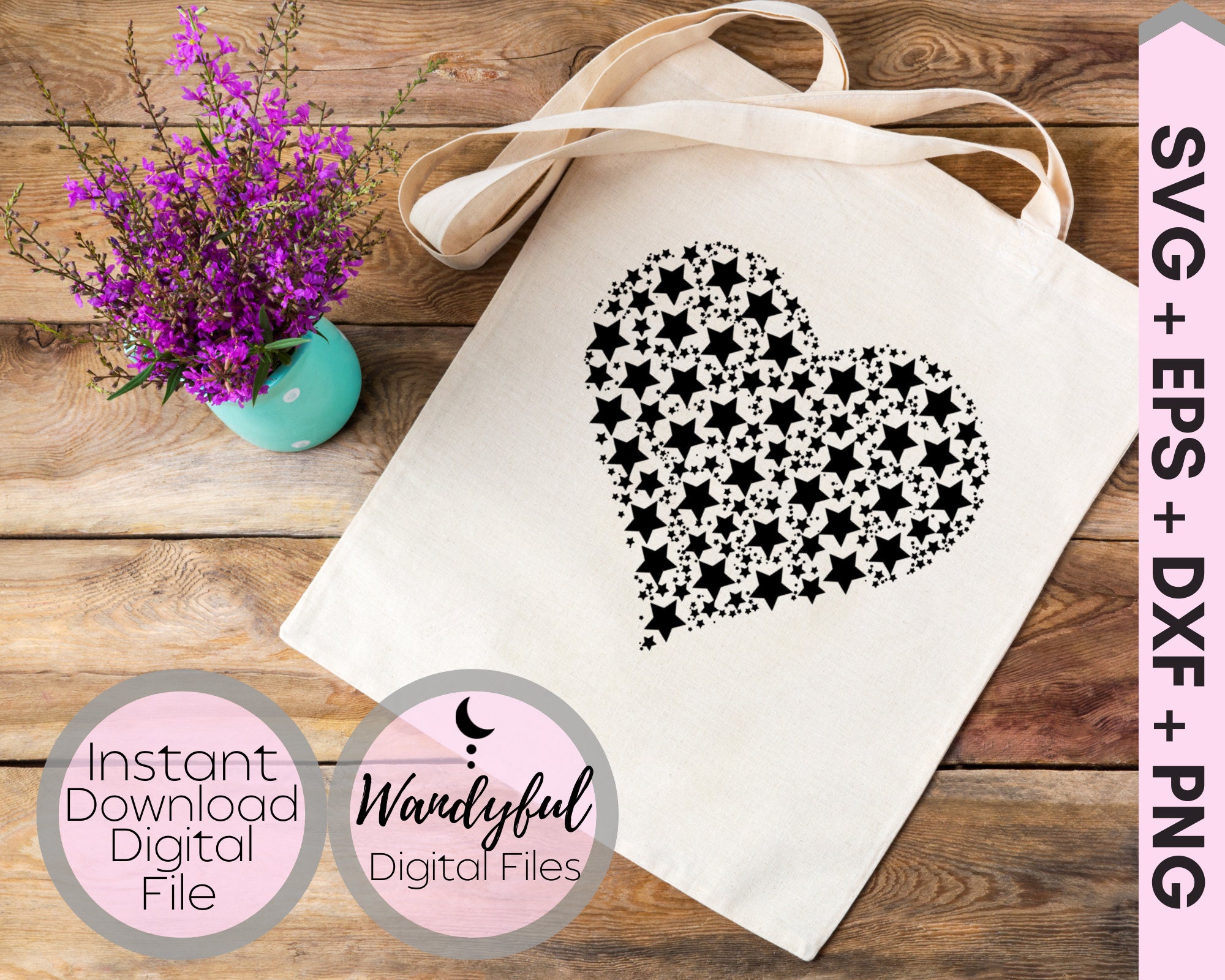 Star Heart SVG | Heart Graphic | Stars SVG | Heart and Stars Graphic ...