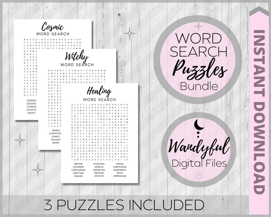 Word Search Puzzle Bundle | Healing Puzzle | Magical Puzzle | Digital ...