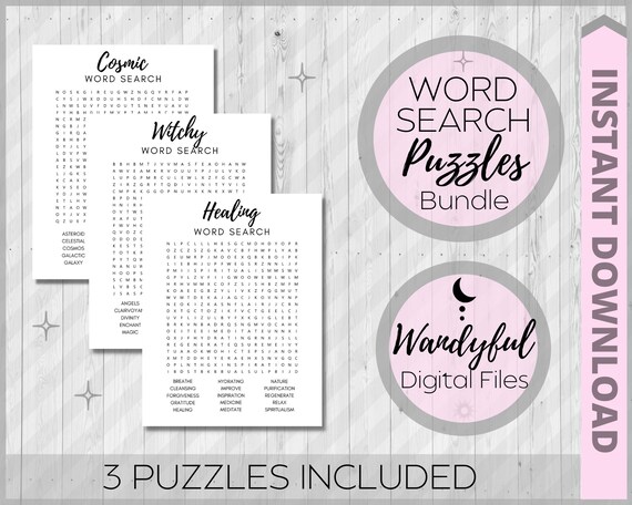 Word Search Puzzle Bundle Healing Puzzle Magical Puzzle | Etsy
