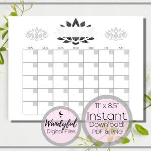 Blank Calendar | Calendar Printable | Lotus Flower Calendar | Calendar ...