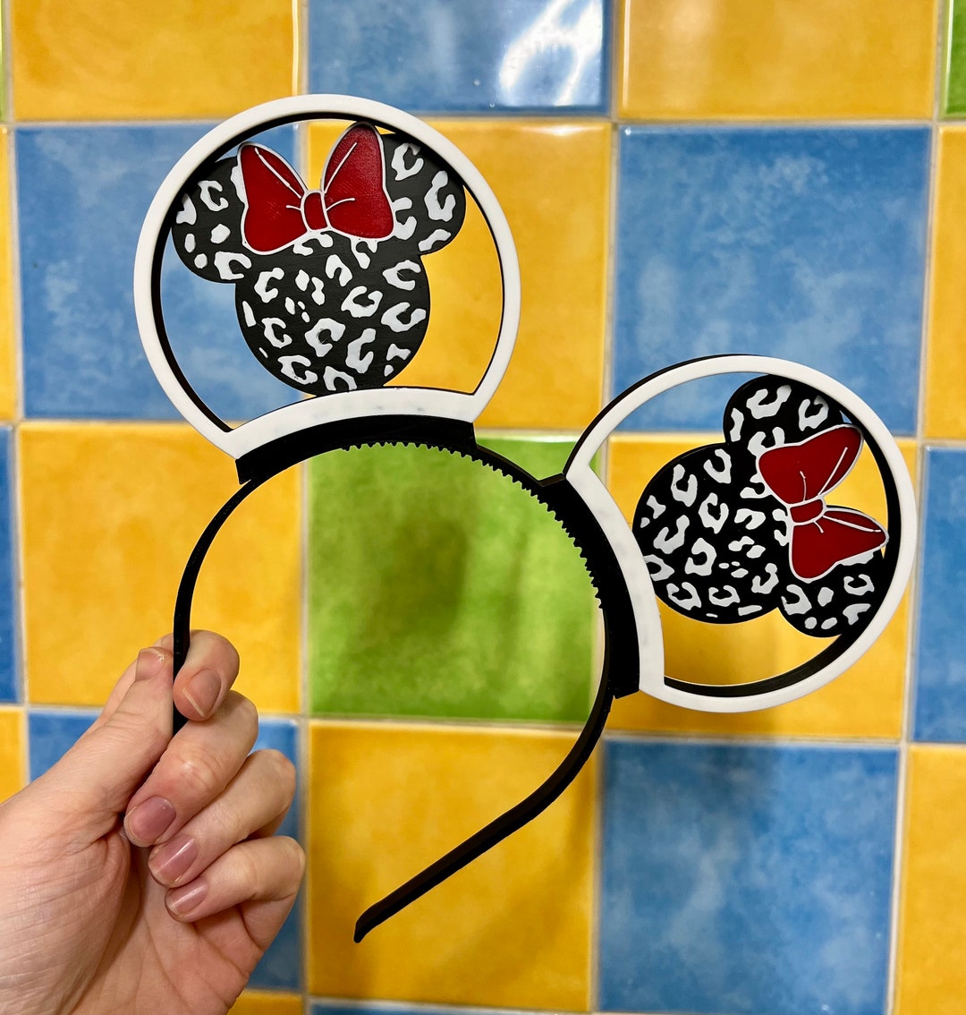 Magnetic Minnie Leopard Print Ears Headband // Mouse Ears // - Etsy