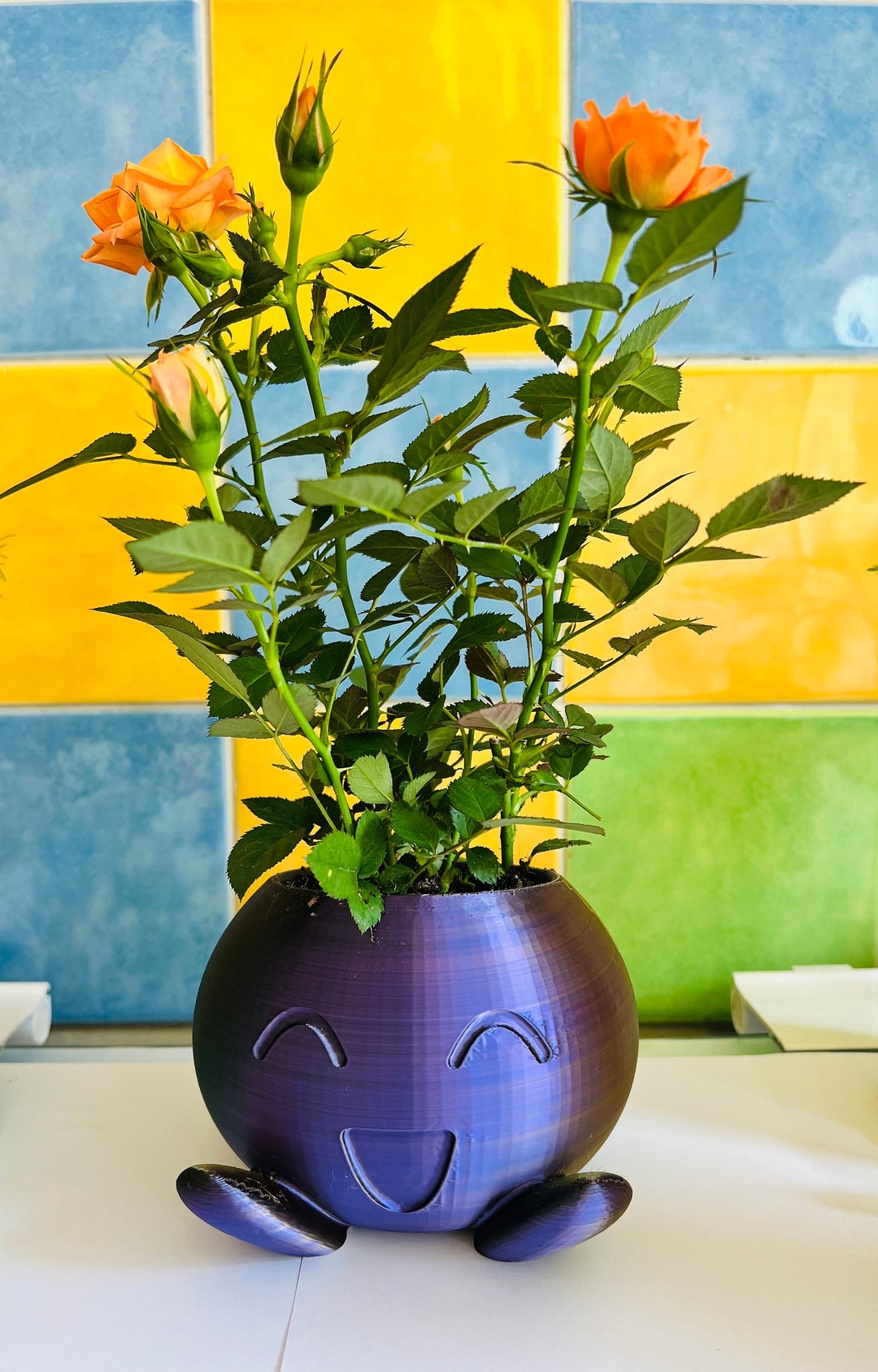 Puffy Face Pot // Planter // Large Pen Pot // Smiley Face Desk Buddy ...