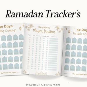 Ramadan Trackers // Fasting Challenge, Prayer & Quran Surah Tracker ...