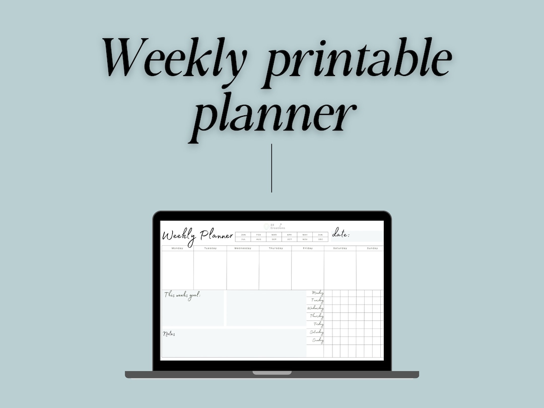 Week View Printable Planner // Monday Start Weekly Tracker With Chores ...