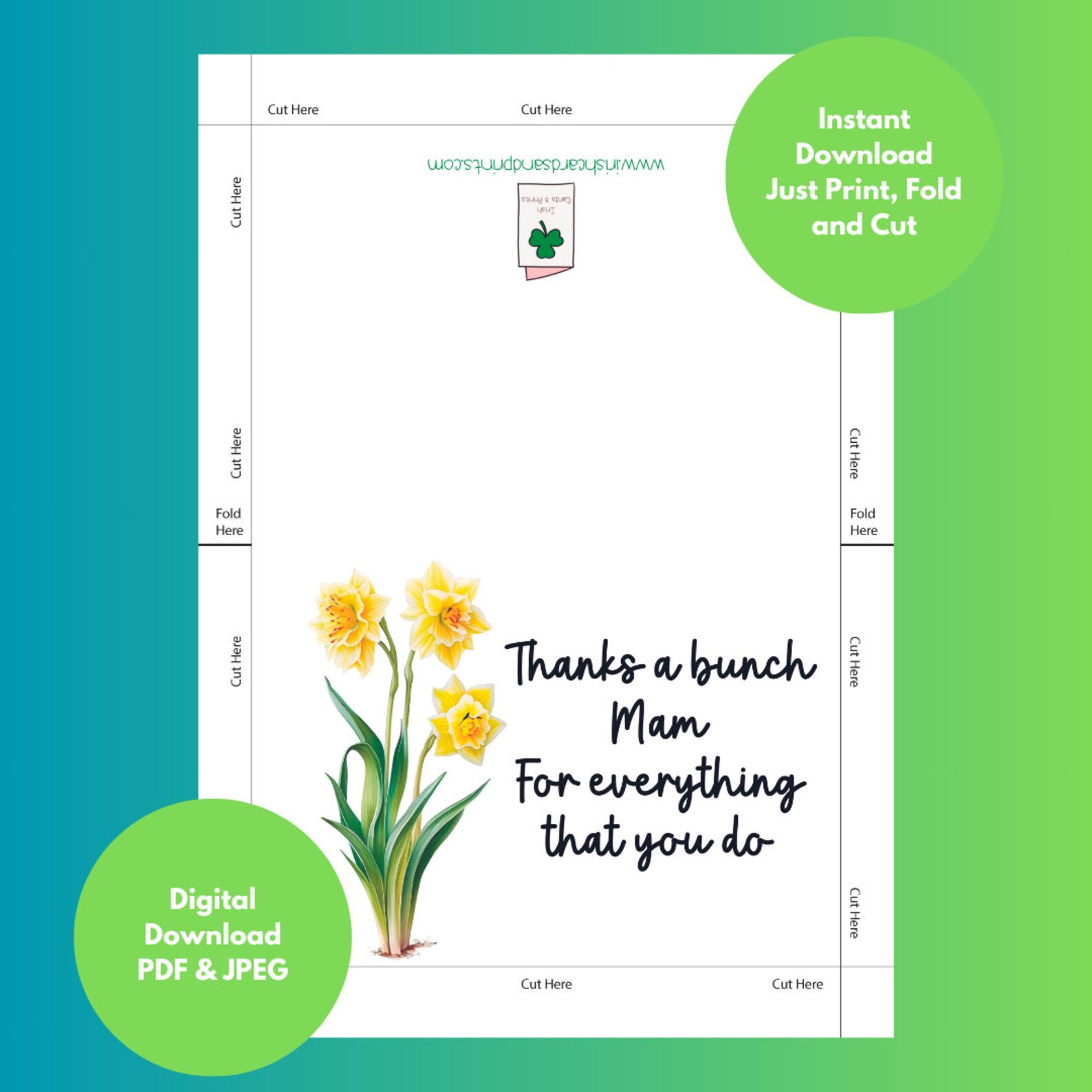 Mother's Day Card || Thank You Card for Mother || Digital Printable ...
