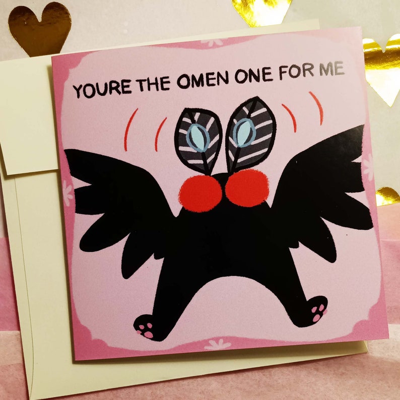 MOTHMAN Valentines CARDS and STICKERS // Personalized - Etsy