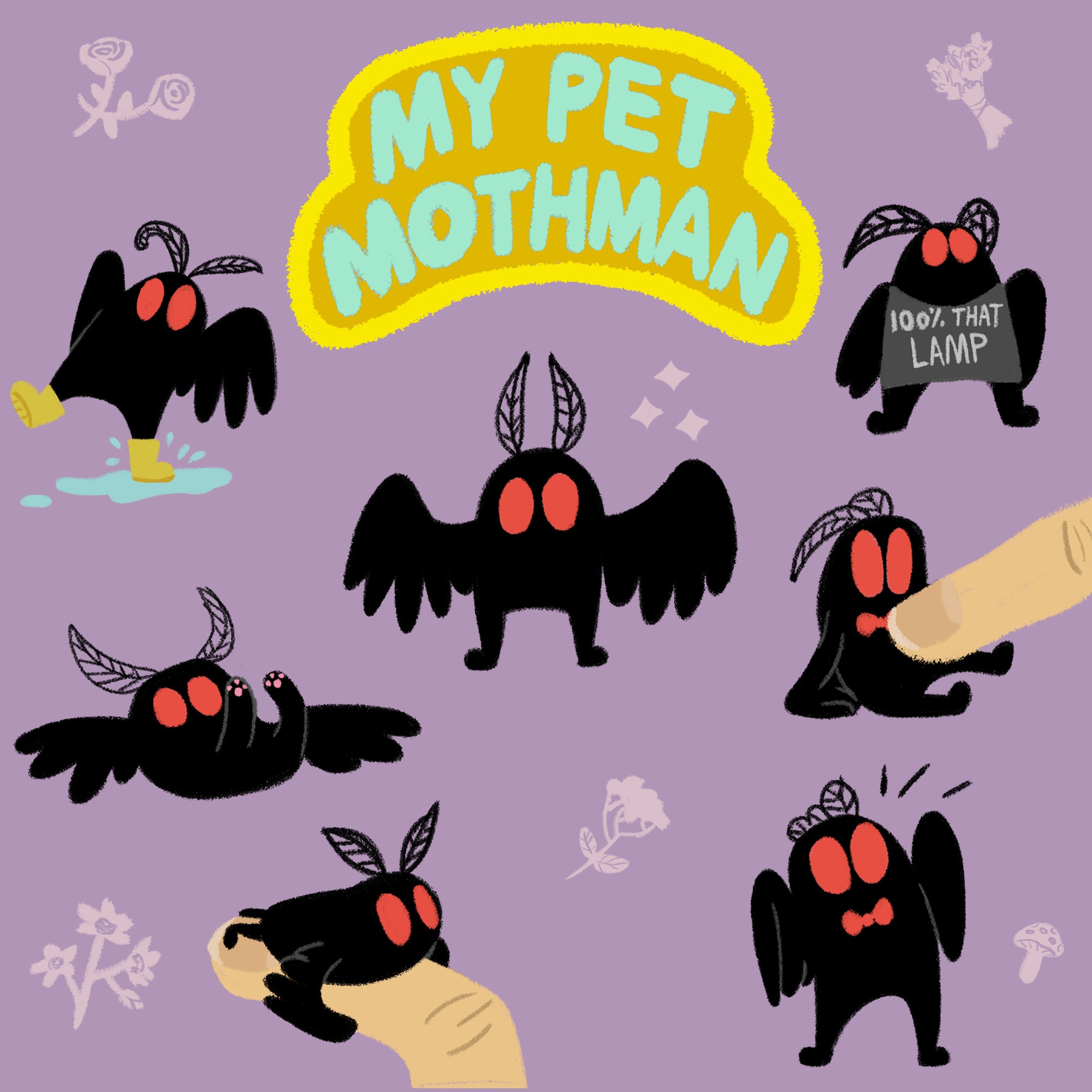MOTHMAN Glossy Sticker // Cryptids, Spooky, Cute, Chibi Art, Baby ...