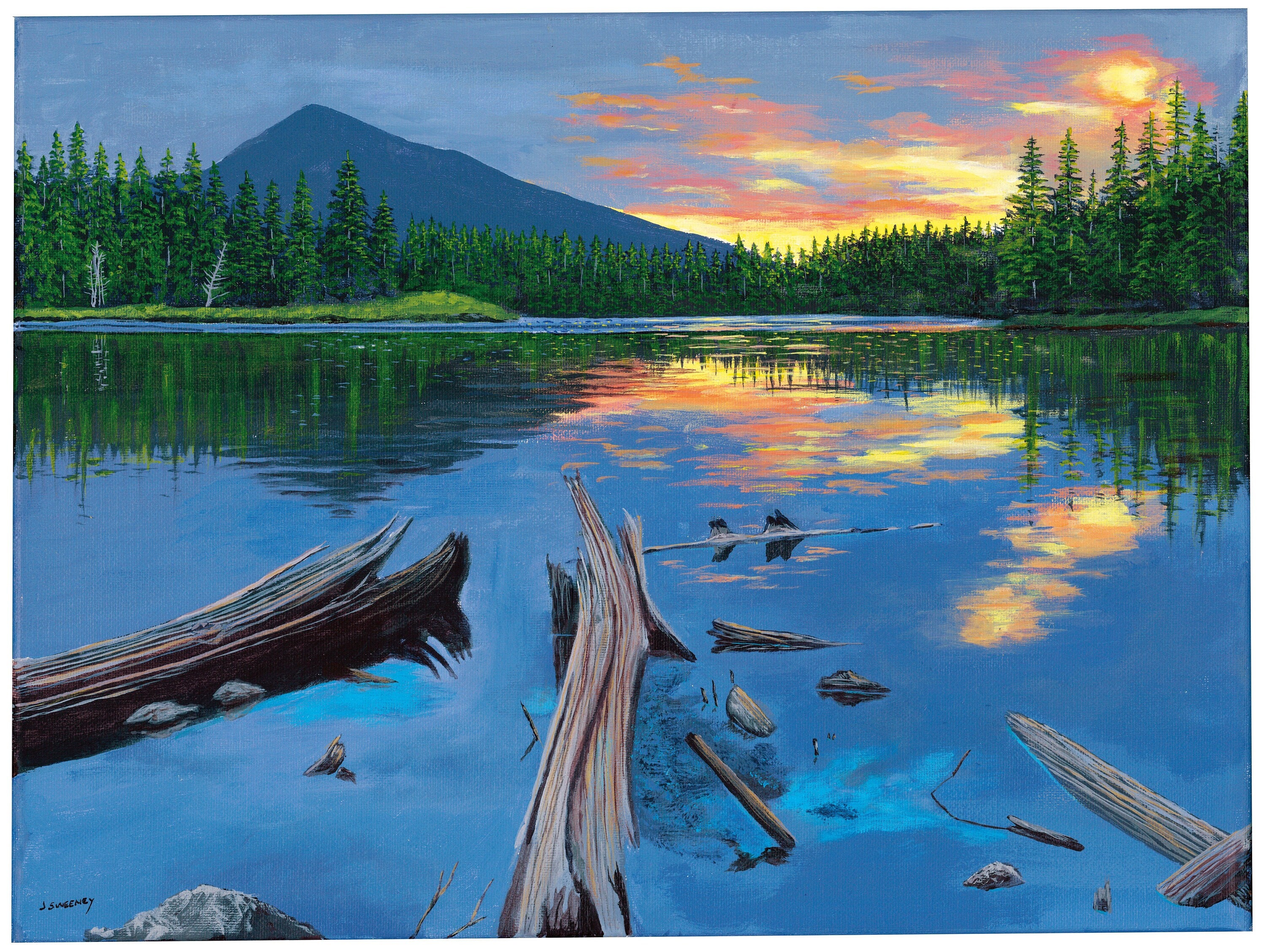 Giclee Art Print, Acrylic Landscape Painting, White Mountains NH ...