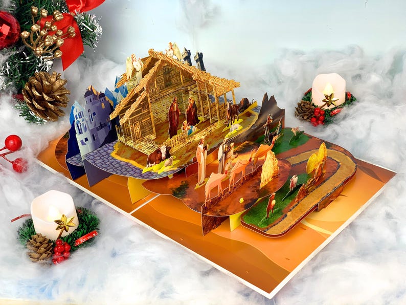 3D Nativity Christmas Religious Cards, 3D Pop up Christian Christmas ...