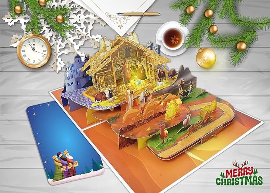 3D Nativity Christmas Religious Cards, 3D Pop up Christian Christmas ...