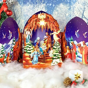 Nativity Scene Christmas Card, Religious Christmas Pop up Card 3D Pop ...