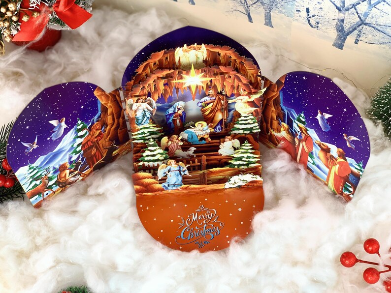 Nativity Scene Christmas Card, Religious Christmas Pop up Card 3D Pop ...