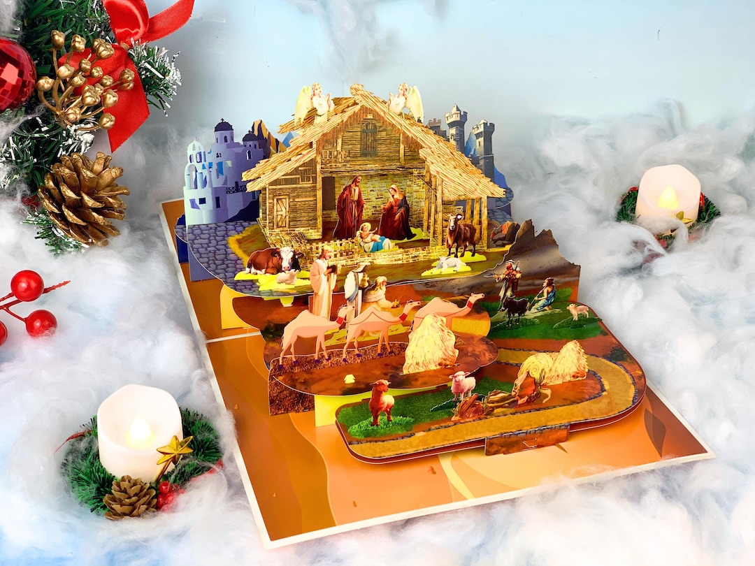 3D Nativity Christmas Religious Cards, 3D Pop up Christian Christmas ...