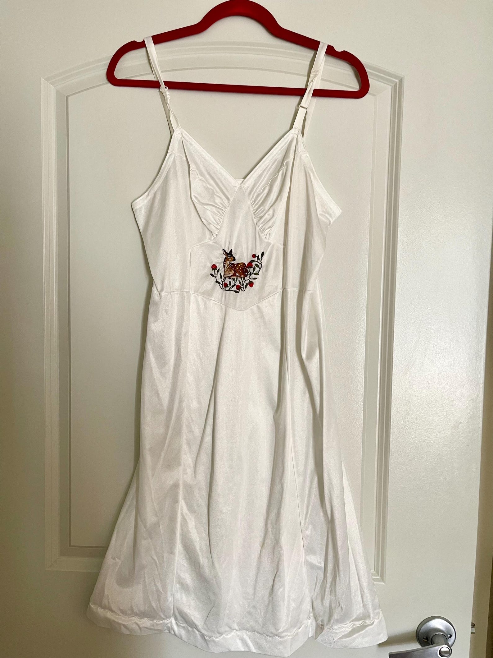 Hand Embroidered Nightgown, Fawn and Floral Details, Silk Dress - Etsy