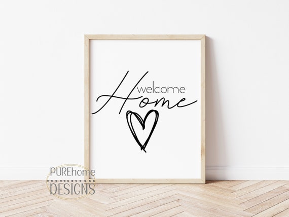 Welcome Home Heart Design Digital Wall Art Print DIGITAL | Etsy