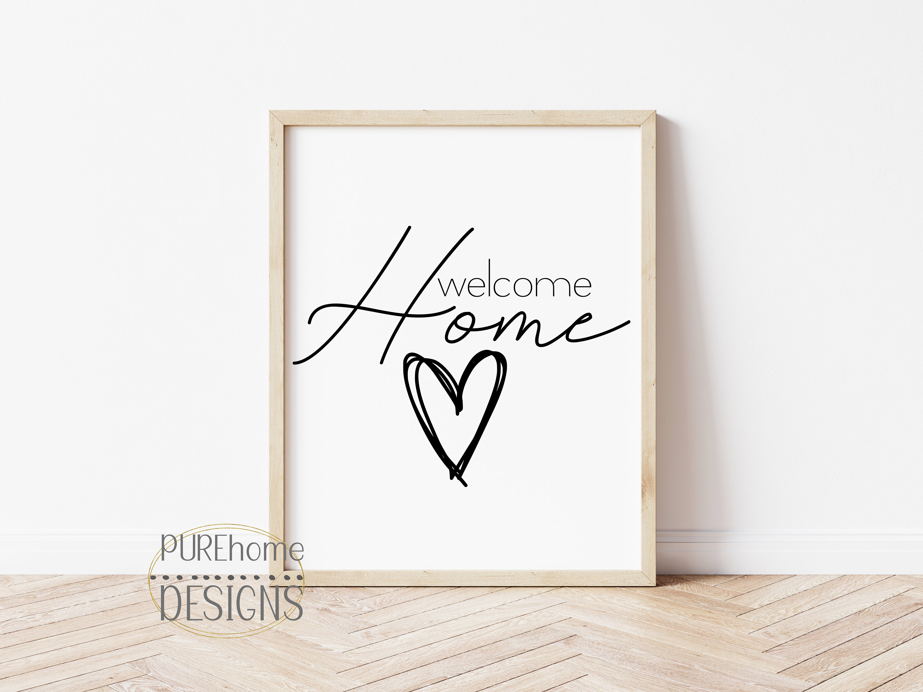 Welcome Home Heart Design Digital Wall Art Print DIGITAL DOWNLOAD Jpeg ...