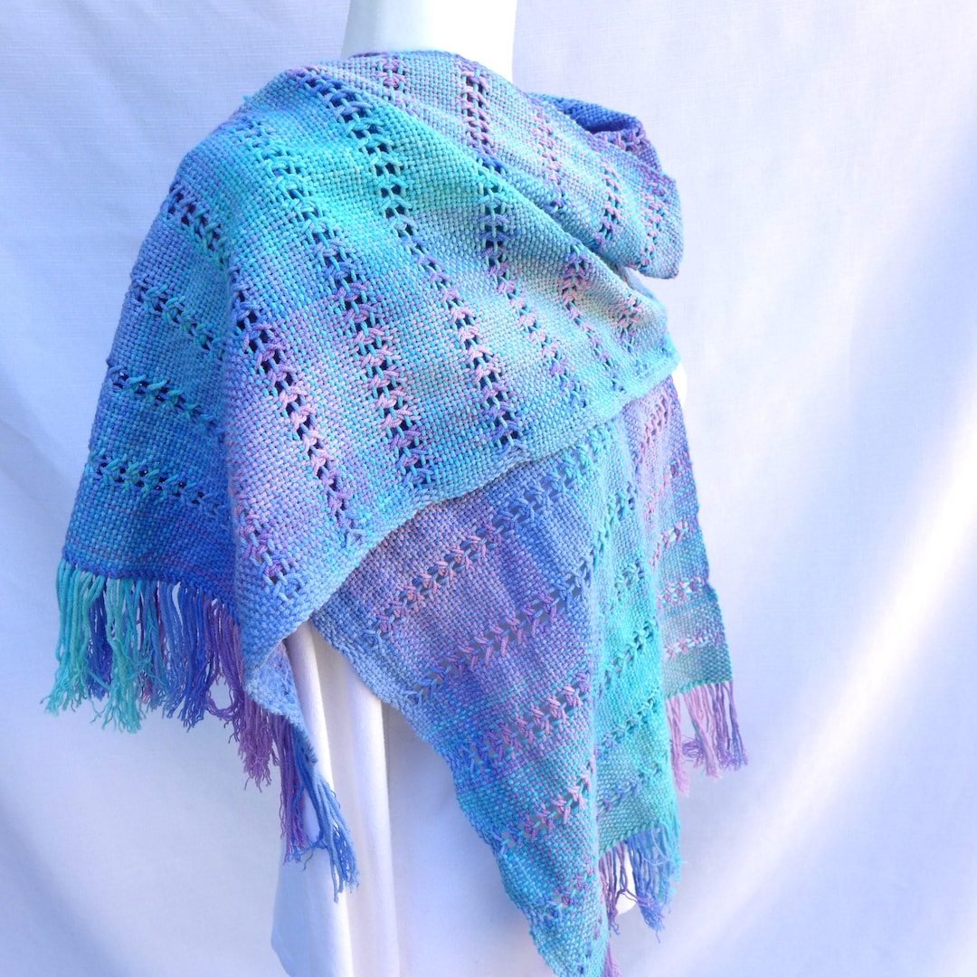 Handwoven Cotton Leno Lace Scarf, Blues & Purples - Etsy