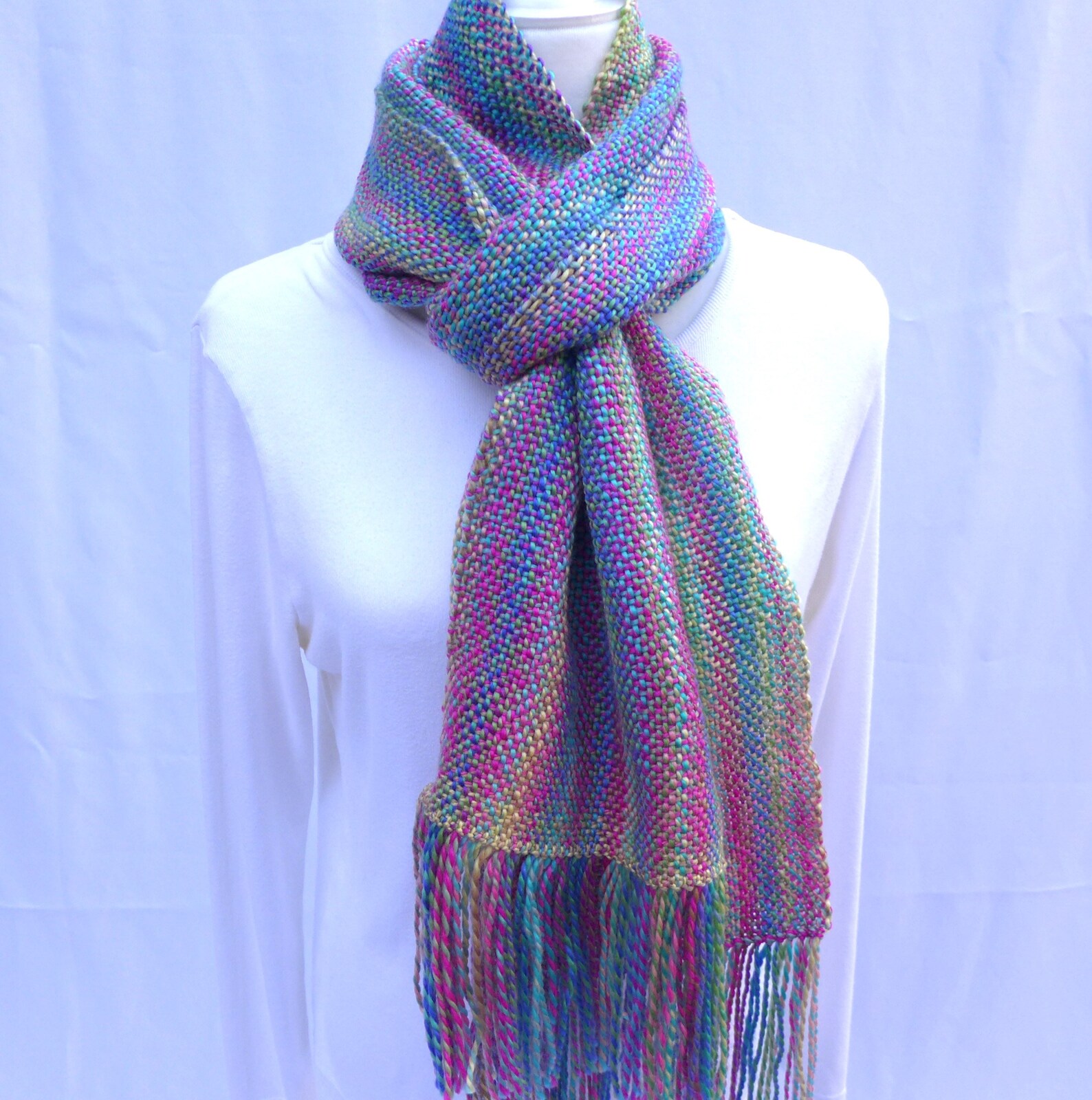 Handwoven Scarf, Rainbow of Colors, Soft, Wear With Anything Great Gift ...