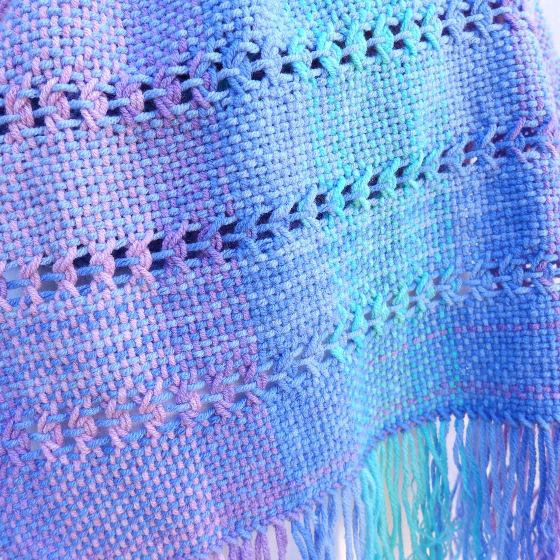 Handwoven Cotton Leno Lace Scarf, Blues & Purples - Etsy