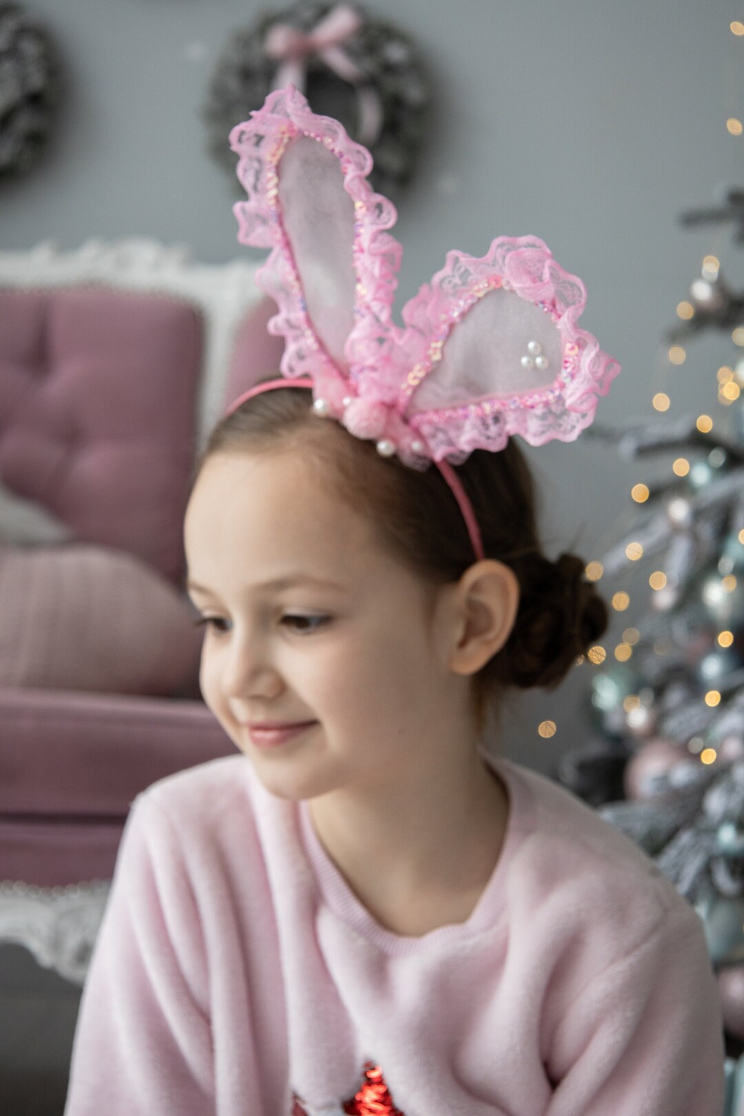 Pink Openwork Bunny Ears, Bunny Costume, Pink Ear Rims, Delicate ...