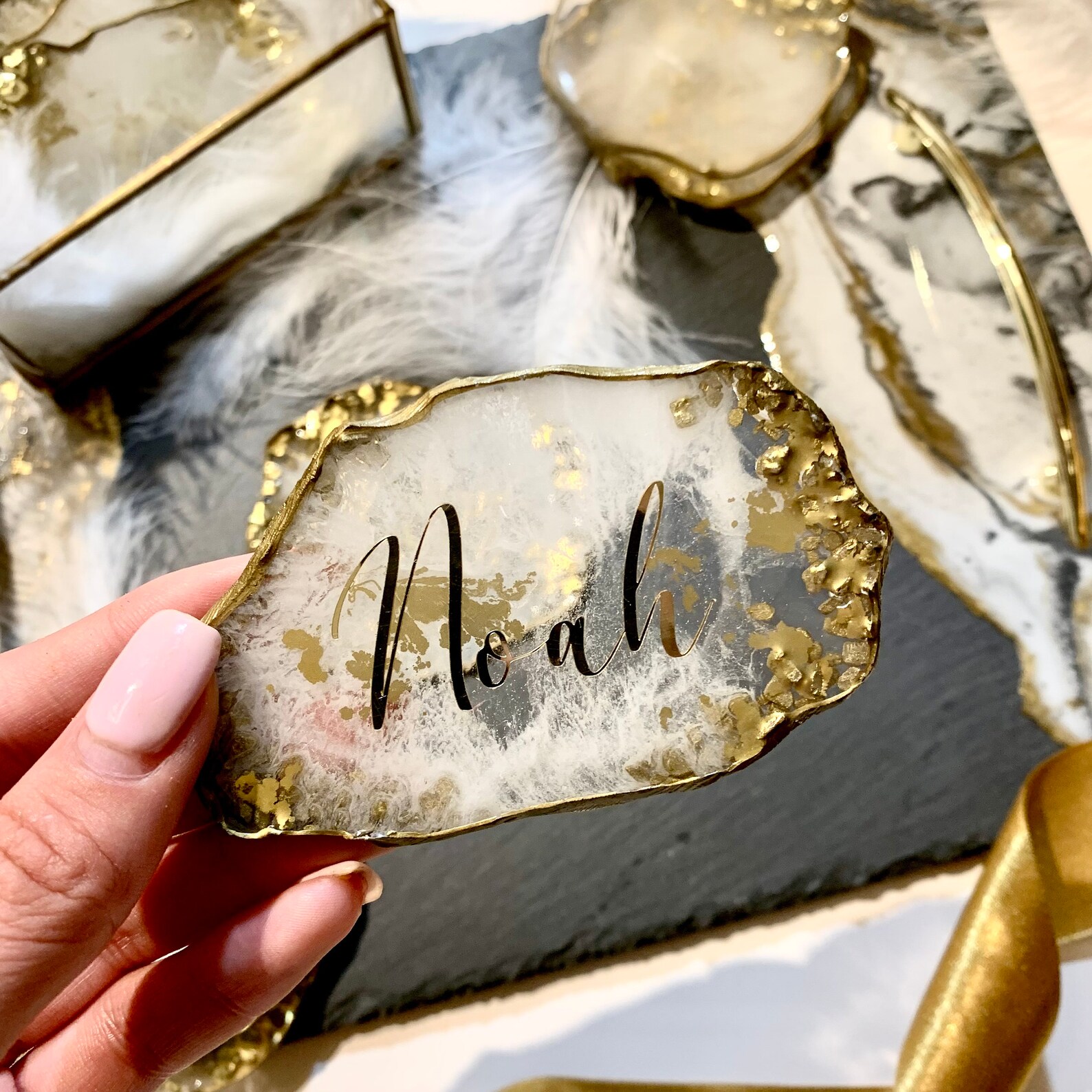 Wedding Name Cards HANDMADE Gift for Guests Luxury Accent Place Cards ...